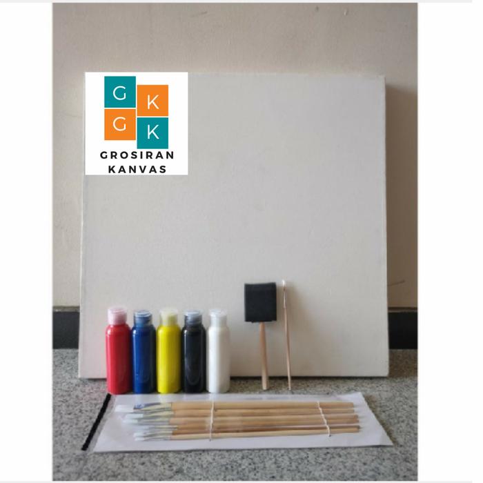 Jual PAKET ALAT LUKIS ANAK LENGKAP kanvas, easel, kuas, cat 5 warna ...