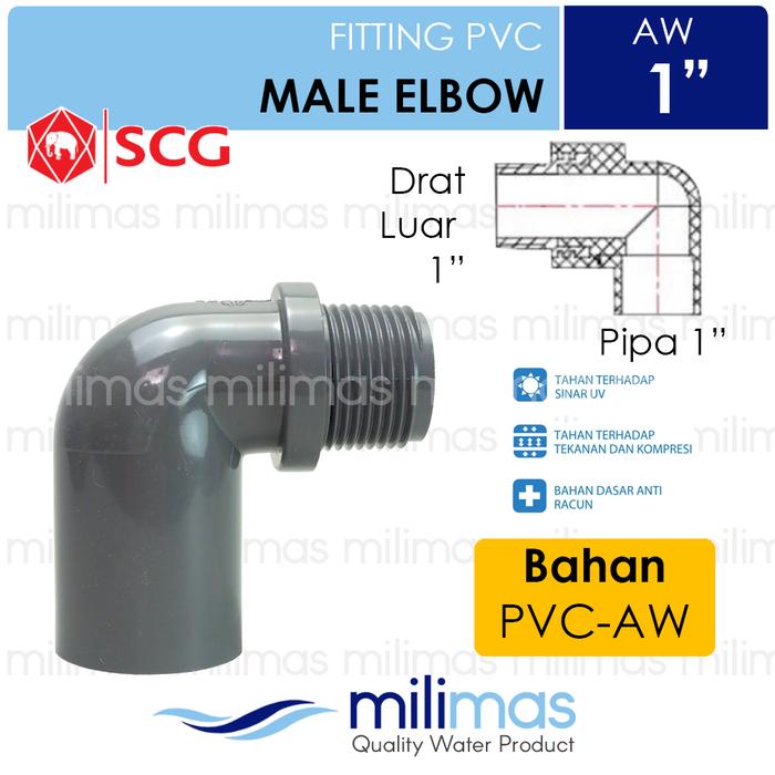 Jual SCG - Male Elbow Uk. 1 " (1 Inch) AW PVC - Keni Drat Luar -Valve ...