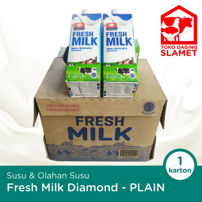 Jual Susu Fresh Milk Diamond Plain 1 Liter 1 Karton 12 pcs - Kota ...