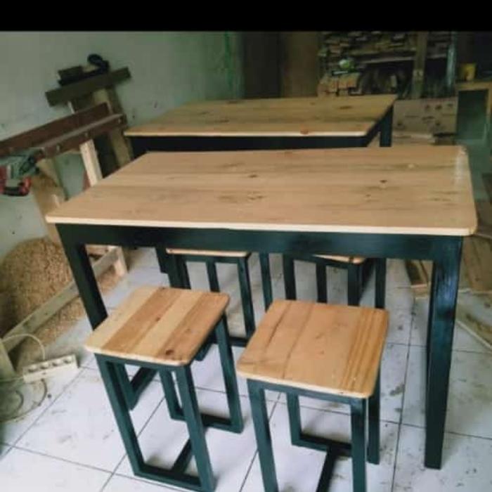 Jual meja kafe resto,kaki cat hitam,set satu meja 4 kursi kotak - Kab ...