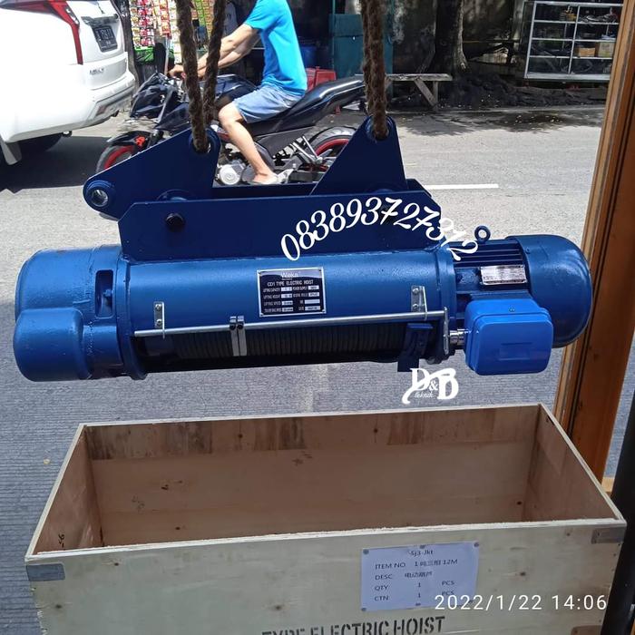 Jual electric Hoist Wire Rope 1 ton x 12 Meter 3 Phase Nagasaki ...