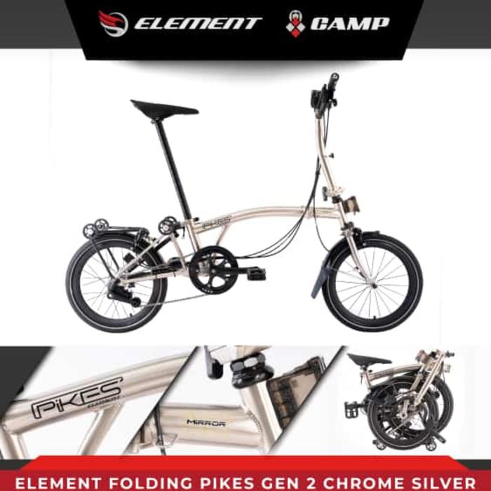 Jual Sepeda Lipat ELEMENT PIKES GEN 2 CHROME SILVER 9 Speed 16 Inch ...