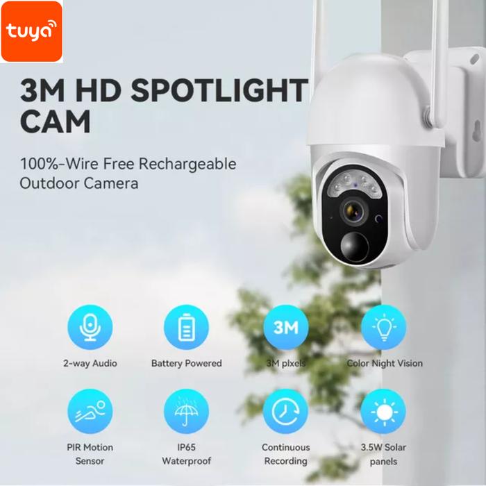 Jual Tuya Smart Solar Panel IP Camera 3 MP PTZ Color Night Vision ...
