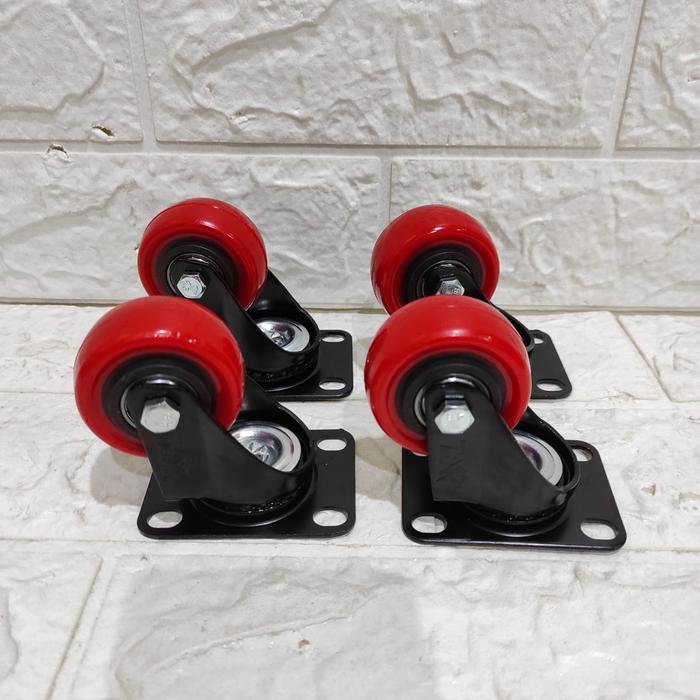 Jual RODA PVC MERAH 2" RODA TROLI MEJA ETALASE MATI HIDUP REM RODA ...