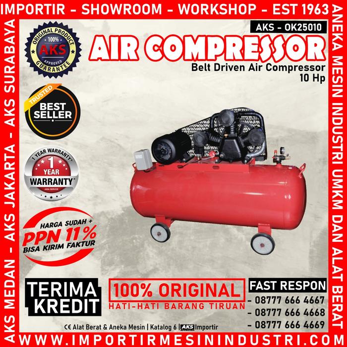 Jual Kompresor Angin Belt Driven Air Compressor Dinamo 10 Hp 250 L 8 ...