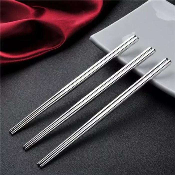 Jual 1 pasang SUMPIT makan Korea besi STAINLESS Steel chopstick ...