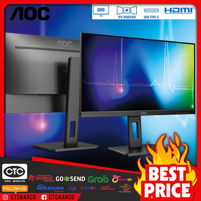 Promo Monitor LED AOC Q24P2C 24" IPS 1440p 75hz HDMI DP USB-C Ergo ...