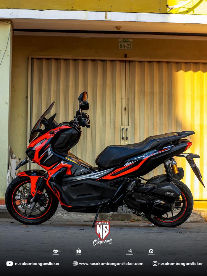 Jual Desain Motor Honda ADV 150 Merah Grafis Hitam Modifikasi Sticker ...