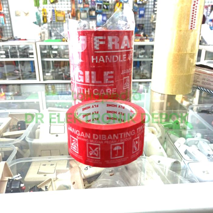 Jual Lakban Solasi besar Fragile merah 100 yard 48mm satuan 48mm x 100 ...