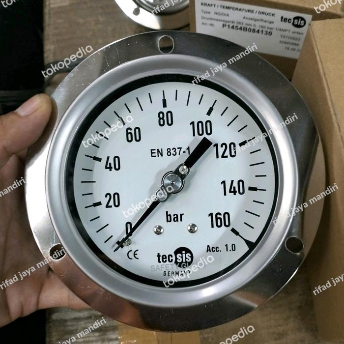 Jual pressure gauge tecsis 160 bar size 4" model flange back connection ...