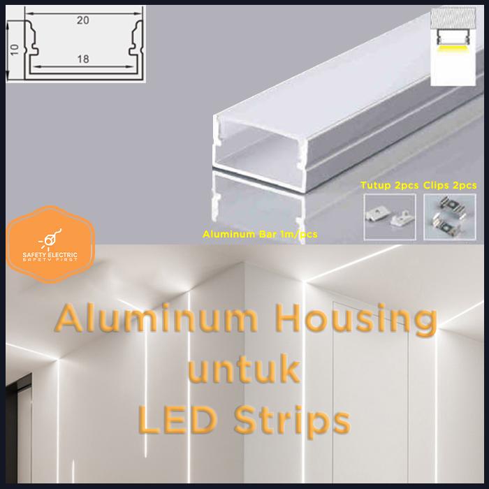 Jual HOUSING LED BAR LED STRIP RIGID BAR ALUMINIUM 1m 2x1 Plafon ...