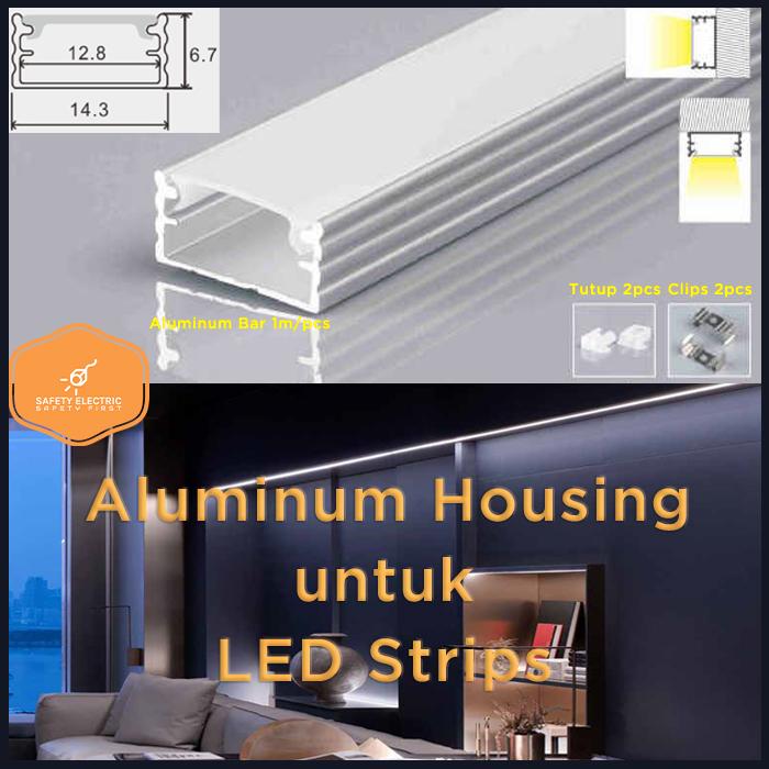 Jual LED Aluminium Casing Housing Bar LED Strip Rigid Bar 1m kap 1cm ...