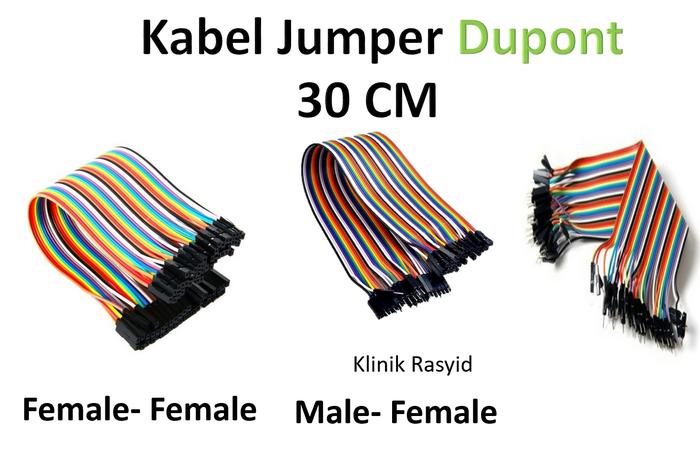 Jual JUMPER CABLE KABEL 30CM MALE TO MALE DUPONT ARDUINO KABEL PELANGI ...
