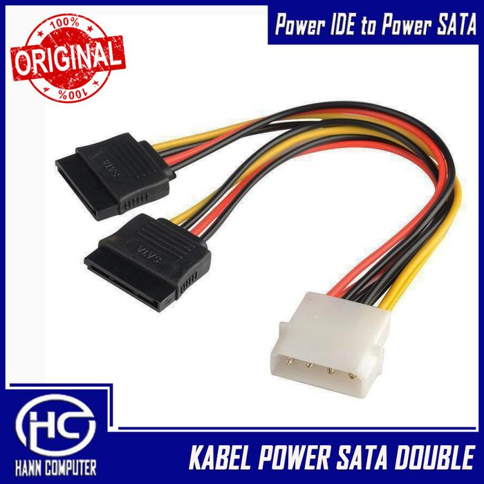 Jual KABEL POWER SATA DOUBLE / KABEL POWER IDE TO POWER SATA CABANG 2 ...