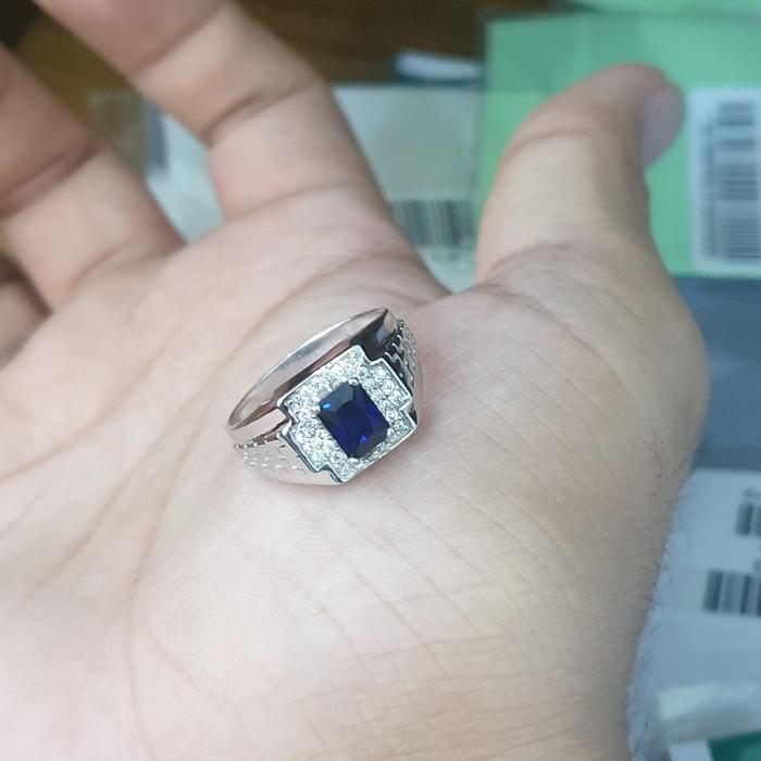Jual cincin cowo batu biru emas putih simple - Kota Tangerang ...