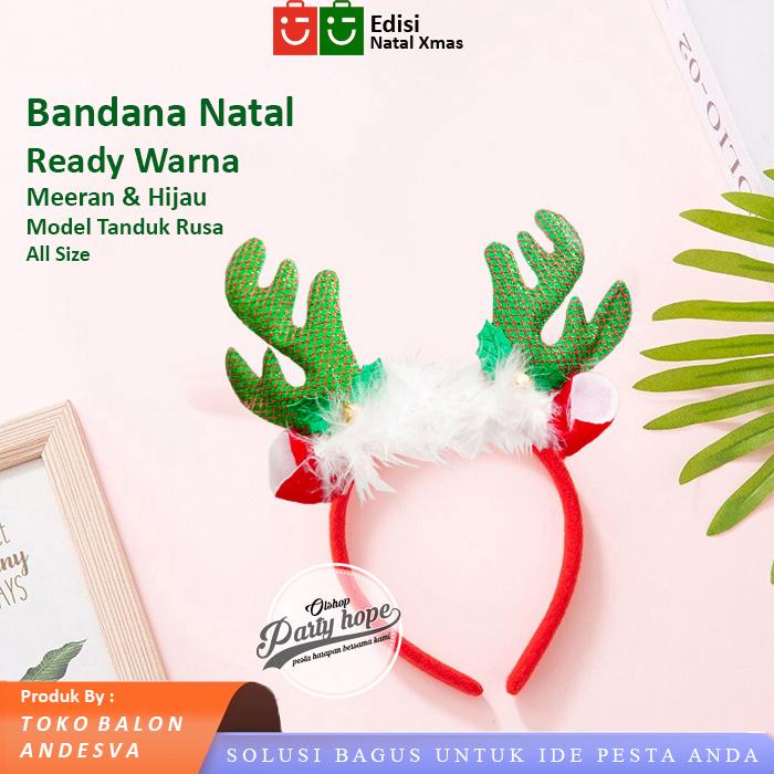Jual Bando Natal Tanduk Rusa Ornamen BULU / Bando natal Christmas ...
