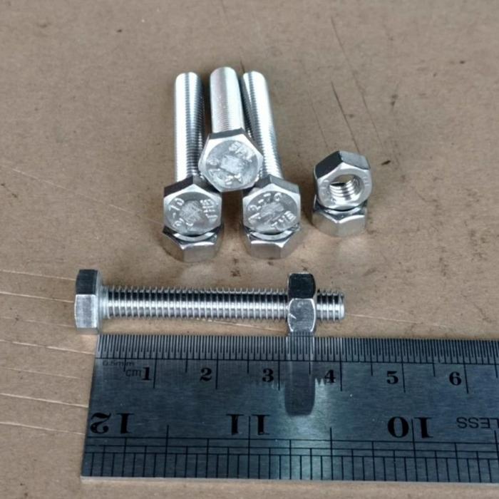 Jual Baut+Mur+ring plat stainless 304 m6x40 mili, full drat (kunci10 ...