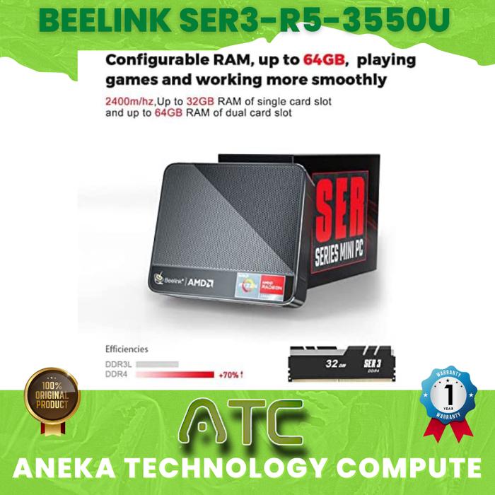 Jual Mini PC Beelink SER AMD Ryzen5 3550H 8/500GB SSD NVMe Windows 11 ...