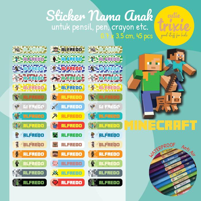 Jual Sticker Label Nama Pensil MINECRAFT - Jakarta Barat - Cutie Trixie ...