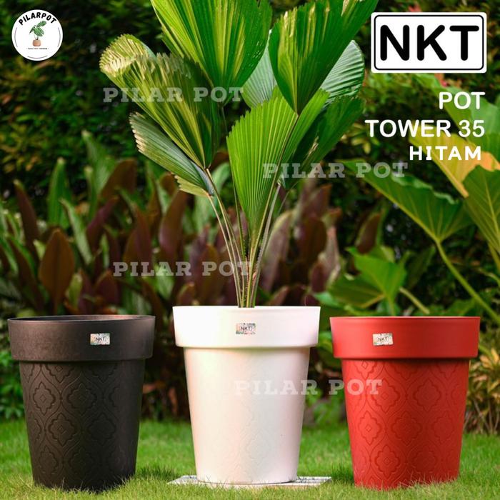 Jual pot bunga tanaman tinggi tower hitam 35cm - NKT TOWER JUMBO 35 ...