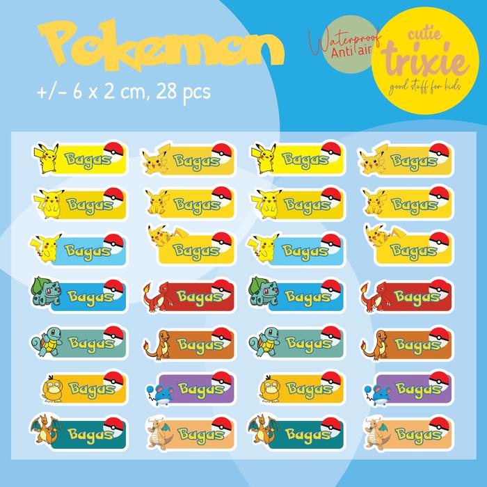 Jual Sticker Label Nama Anak POKEMON - Jakarta Barat - Cutie Trixie ...