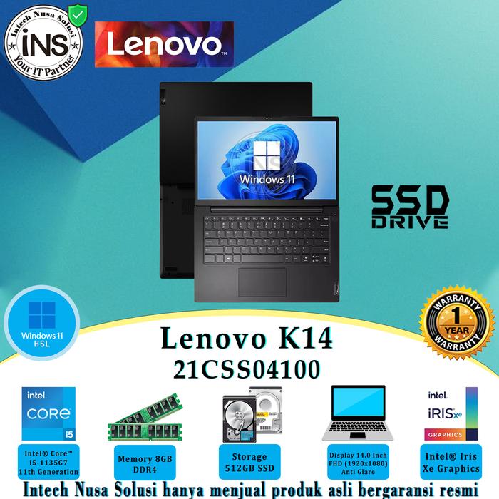 Jual Lenovo K14 G1 4100 i5-1135G7 8GB 512GB SSD WIN11HSL 1YR - Jakarta Pusat - Intech Nusa ...