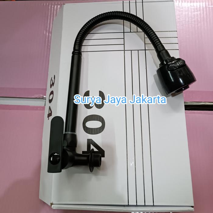 Jual Kran sink flexible hitam tembok / Keran sink tembok flexible hitam ...