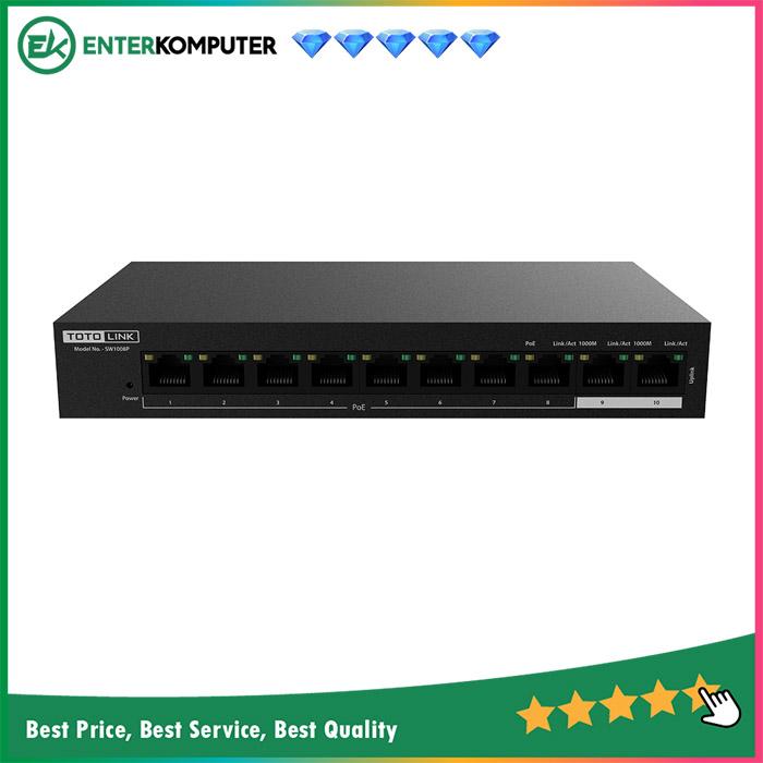 Promo TotoLink 8-Port 10/100M PoE + 2-Port Gigabit Desktop Switch ...