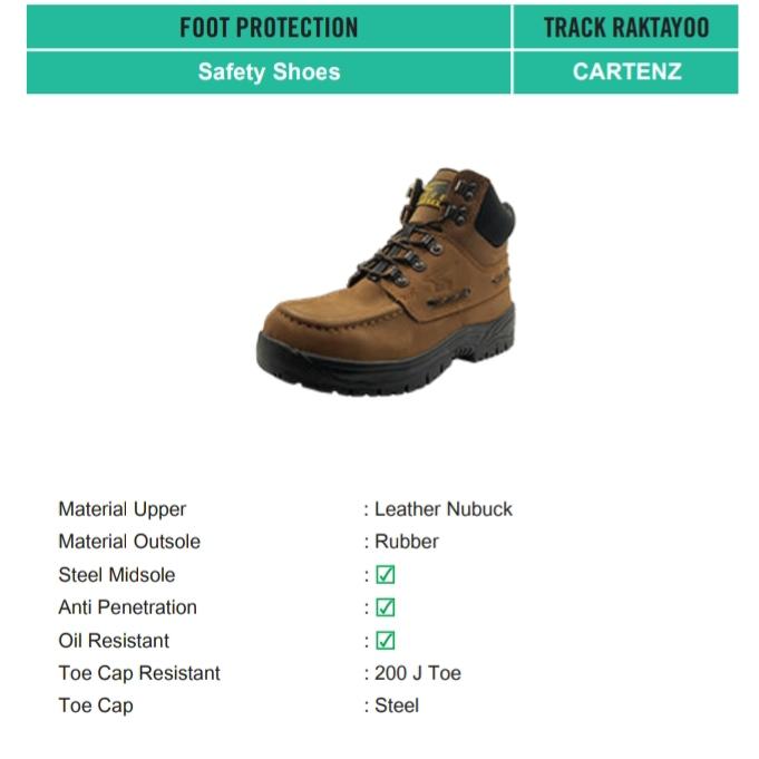 Jual FOOT PROTECTION / SAFETY SHOES MERK TRACK RAKTAYOO TYPE CARTENZ ...