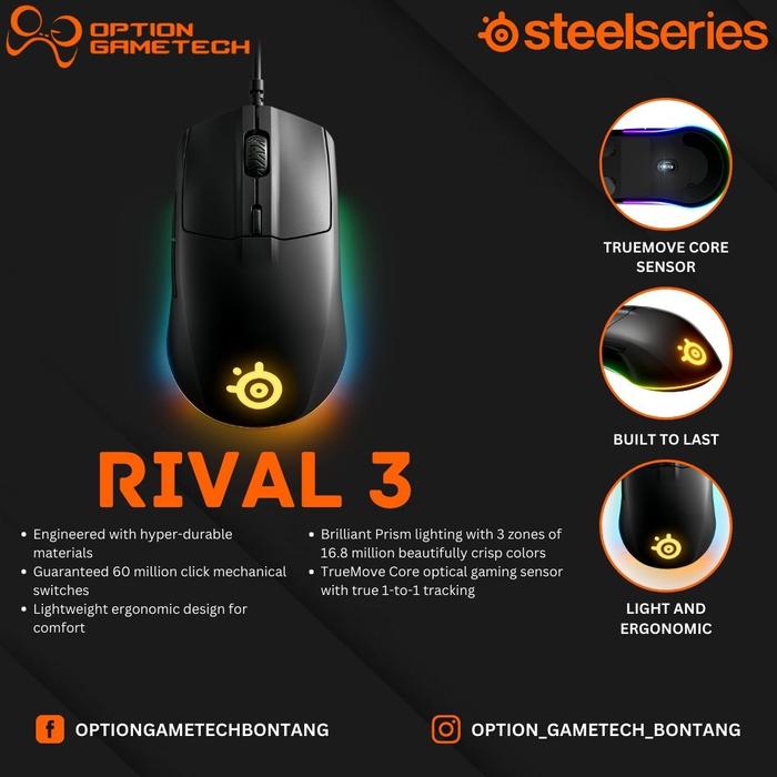 Jual MOUSE STEELSERIES RIVAL 3 - Kota Bontang - Option Gametech | Tokopedia