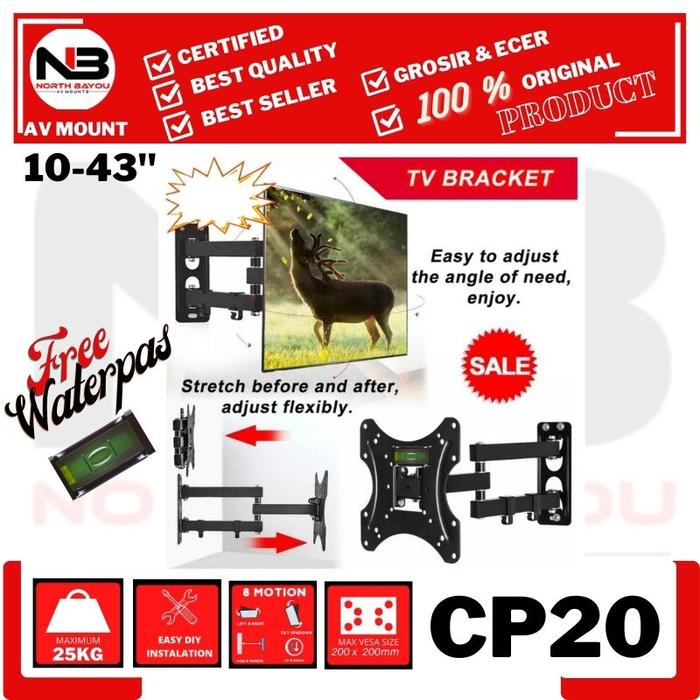 Jual NB P4 Wall Mount Bracket TV 32 s/d 55 inch six Motion original ...