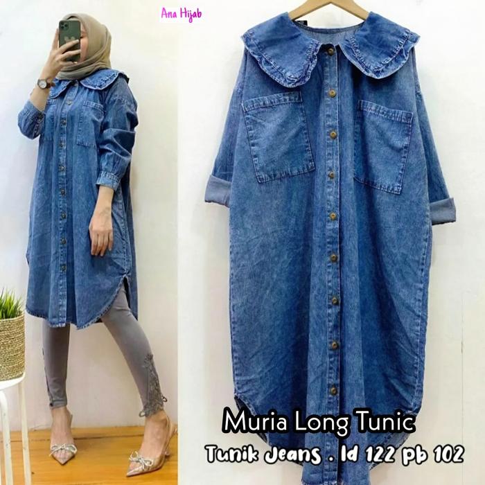 Jual tunik jeans wanita jumbo trendy real pict muria - Kota Surakarta ...