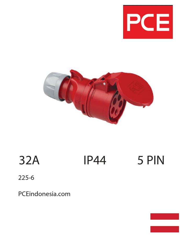 Jual PCE Connector Socket / Soket Industri (32A) (5PIN) (IP44) 225-6 ...