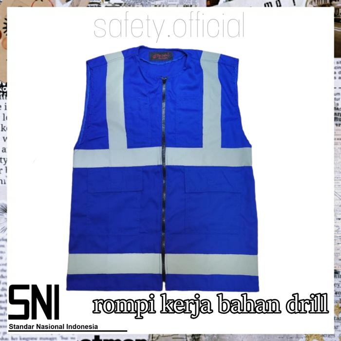Jual Rompi Safety Biru / Rompi Bahan Drill Warna Biru / Rompi Proyek ...
