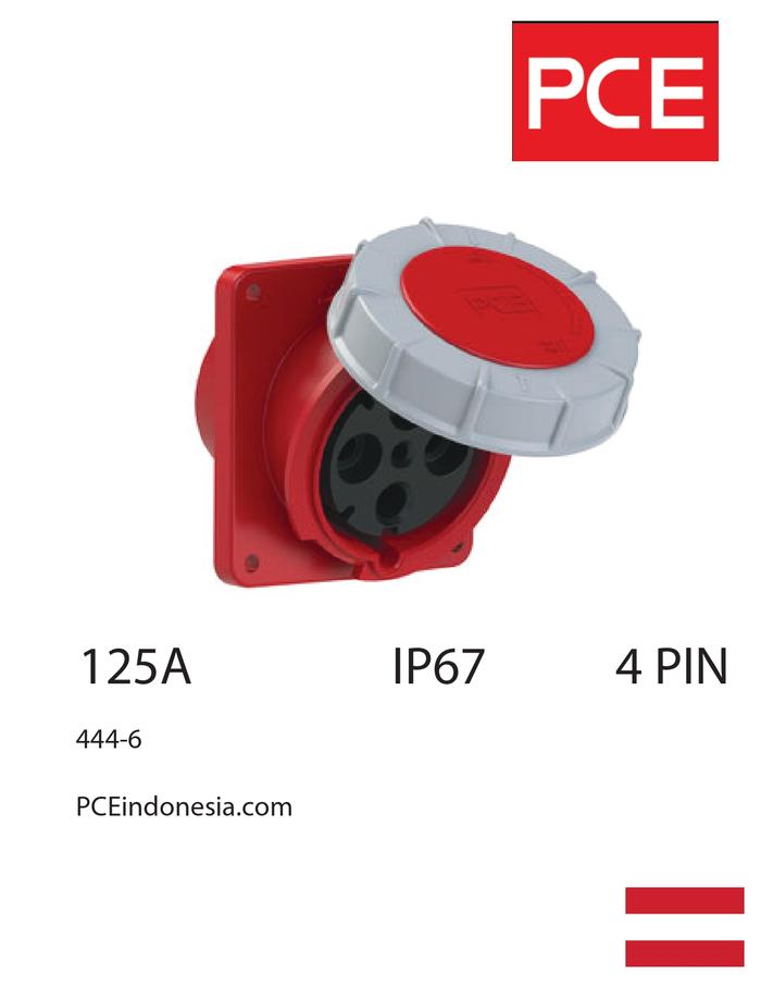 Jual PCE Flanged Slope Socket / Soket Industri (125A) (4PIN) (IP67) 444 ...