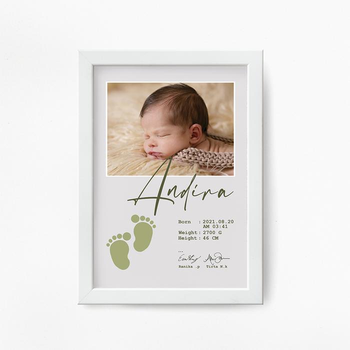 Jual Biodata Lahir Anak ukuran a4 minimalis termasuk pigura kaca - Kab ...