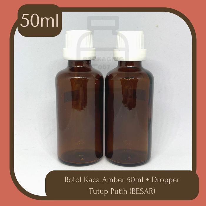 Jual Botol Kaca Amber Coklat 50ml/Essential Oil - Tutup Ulir Hitam ...