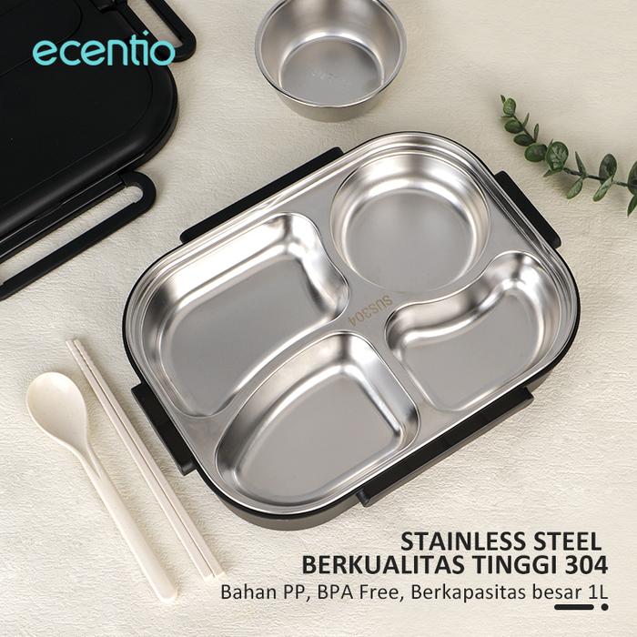Jual Ecentio 1l Tempat Makan Stainless Steel Lunch Box Kotak Makan Bpa ...