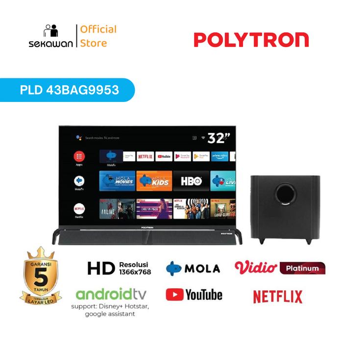 Jual POLYTRON LED SMART Androidtv with Soundbar 43inch PLD 43BAG9953 ...