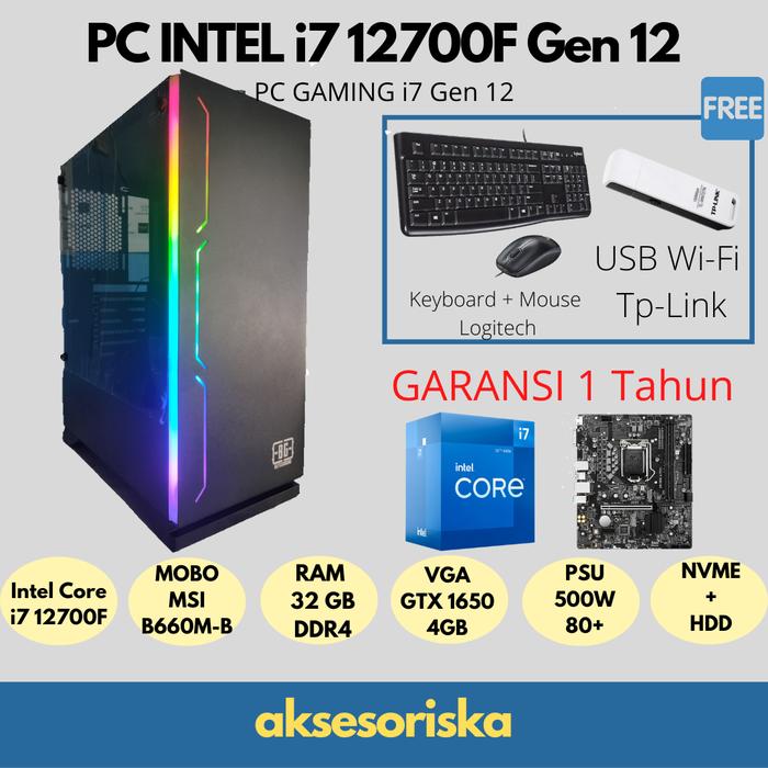 Jual Paket CPU Komputer PC Rakitan Gaming Intel Core i7 12700F GEN 12 VGA - Kota Bandung ...