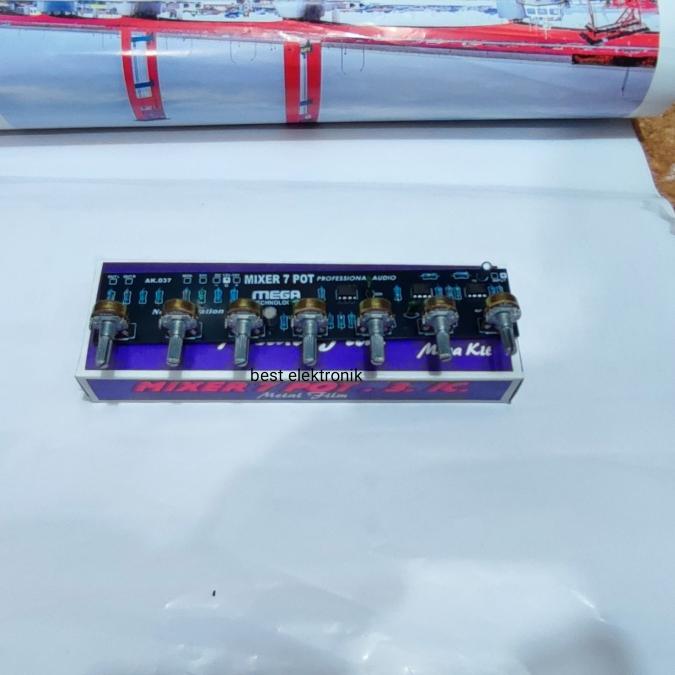 Jual kit audio penguat mic mixer 7 potensio. merek MEGA kit. rakitan ...