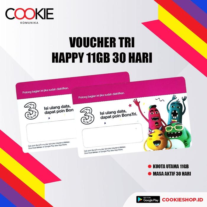 Jual VOUCHER TRI HAPPY 11GB 30 HARI - Kota Bandung - Info kuota bandung | Tokopedia
