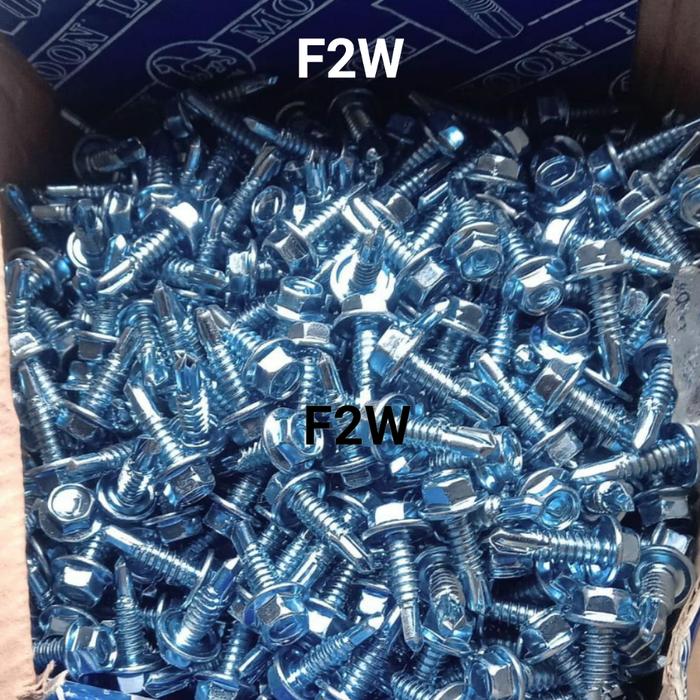 Jual ECERAN 100PCS BAUT ROOFING BAJA RINGAN PUTIH 12X20 STEEL L #12X20 ...