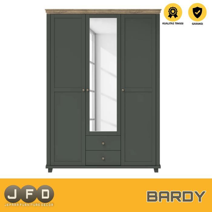 Jual Lemari Pakaian Pintu 3 Minimalis Kaca Bardy Wardrobe Green Army ...