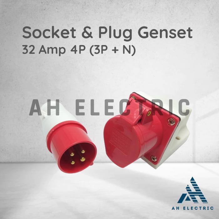 Jual Industrial Plug CEE 32A / Stopkontak Genset 4 Pin ( 3P + 1N ) 32 ...