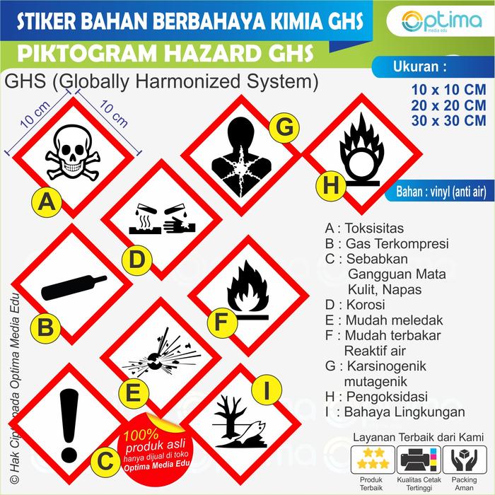Jual STIKER LABEL BAHAN BERBAHAYA KIMIA PIKTOGRAM HAZARD - GHS - 30x30 ...