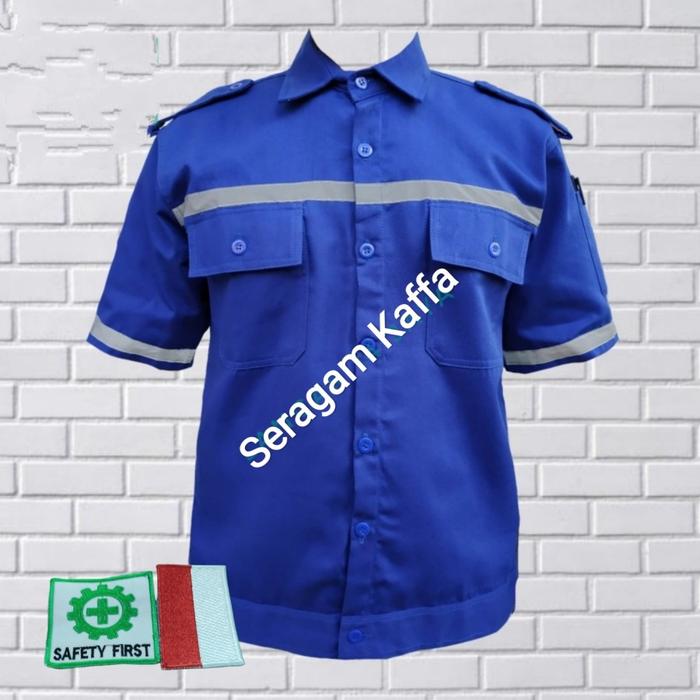 Jual Wearpack Safety Seragam Kerja seragam Bengkel Lengan pendek Biru ...