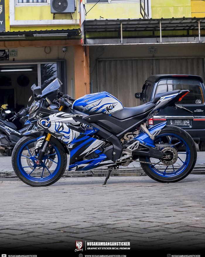 Jual Desain Motor Yamaha R15 V3 Kabuki Biru Modifikasi Sticker Full Body - Graftac, Glossy Kilap ...