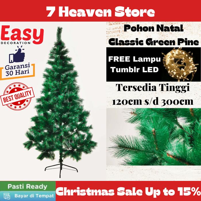 Promo Pohon Natal Ukuran 1.8 Meter 1.8m 180cm 6 ft 6ft Snow White Pine ...