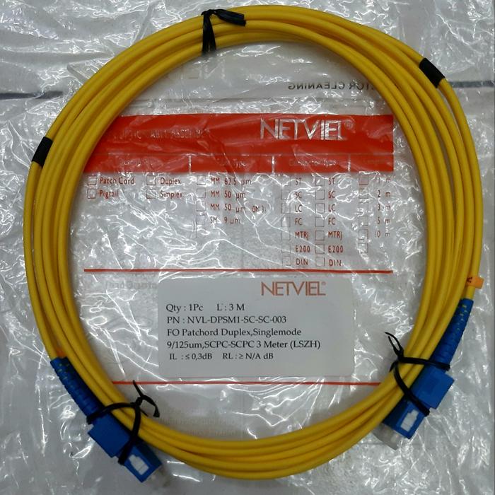 Jual Netviel FO patch Cord SC SC 3M Singlemode 9/125UM Duplex, Fiber ...